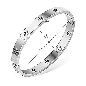 2 Pcs Stainless Steel Star Buckle Bracelet Bangle Polished Bracelet Open Clasp Classical with Stainless Steel for Men's Women Couples