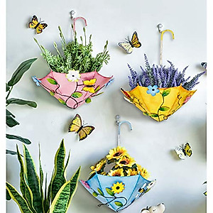 Juegoal 3 Pack Metal Umbrella Hanging Planter Wall Decor, Inspirational Plant Hanger Wall Art Indoor Outdoor for Home Bedroom Living Room Office Garden, 12.6 Inches