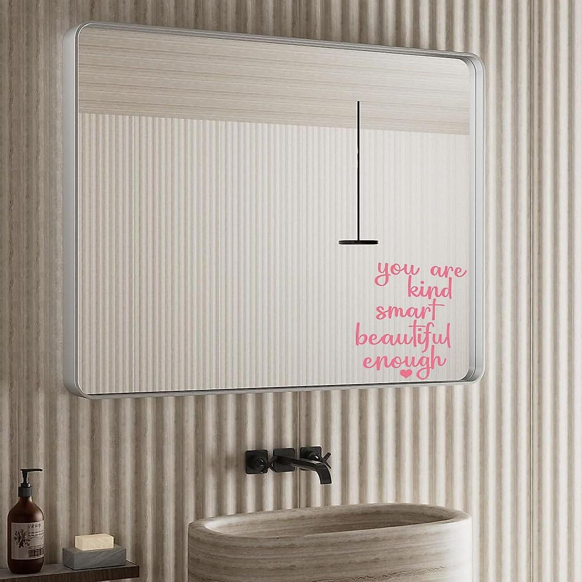 2x Bathroom Decal,Vinyl Mirror Decal,Positive Affirmation Decal,Bedroom Wall Decals,Affirmation Stickers for Mirror, for Kids, for women, Bathroom Decal,Vanity Mirror Decal (pink)
