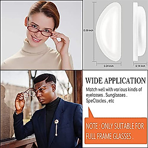 FSACLE Eyeglass Nose Pads - Soft Silicone Adhesive Glasses Nose Pad, Anti-Slip Heighten Air Chamber Nose Pads for Full Plastic Frames, 12 Pairs (Sticky Clear)