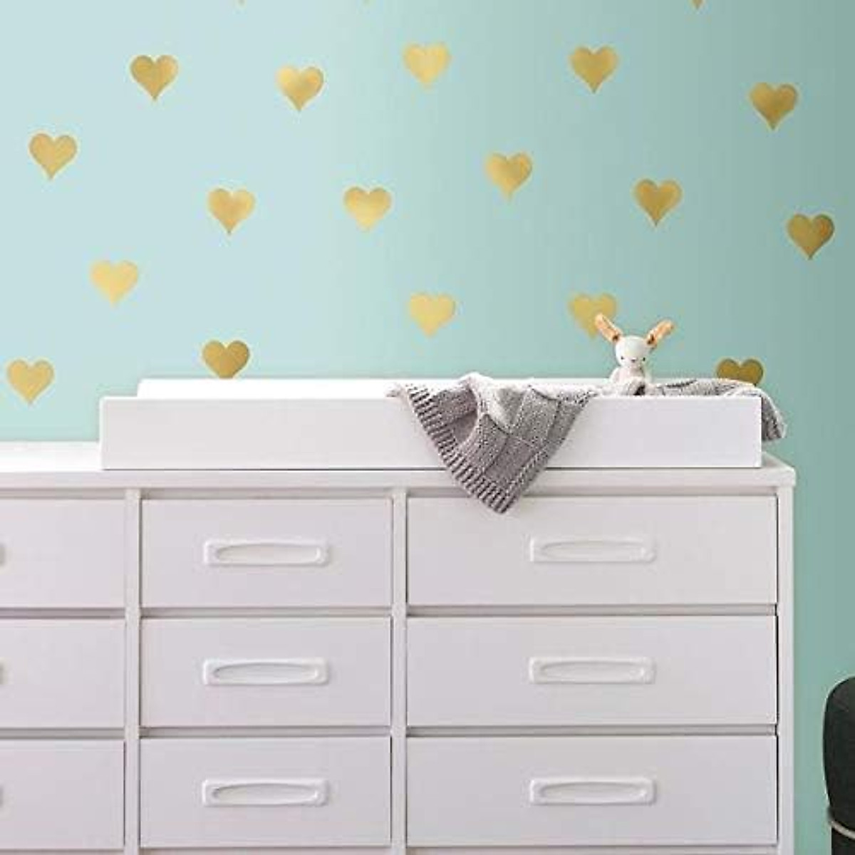 Gold Heart 2inchx120 Pieces Wall Decal Vinyl Sticker for Baby Kids Children Boy Girl Bedroom Decor Removable Nursery Decoration (Gold)