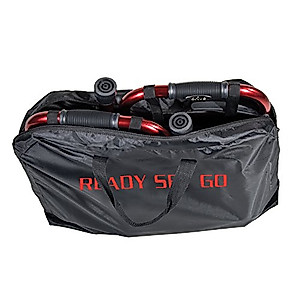 Drive Medical Deluxe Portable Folding Travel Walker with 5" Wheels and Fold up Legs, Red