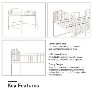 Novogratz Bushwick Metal Full Loft Bed, Off White