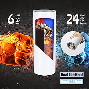 20oz Sublimation White Straight Blanks Skinny Tumbler with Straw, Sublimation Tumblers for Heat Transfer, Stainless Steel Travel Mug Double Wall Insulated Tumbler | Vinyl DIY Gifts, White 4 Pack