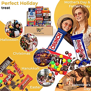 Chocolate Candy Variety Pack Gift Box - 50 Fun Size Candy Bars Assortment - Adult Chocolate Gifts for Women, Birthday, College Care Package