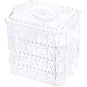 New brothread 4 Layers Stackable Clear Storage Box/Organizer for Holding 80 Spools Home Embroidery & Sewing Thread and Other Embroidery Sewing Crafts (Spool Size Requirement: H≤2.2"; W≤1.69")