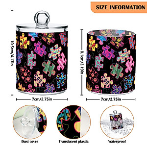 Puzzles 2 Pack Qtip Holder Organizer Dispenser Plastic Bathroom Jars Storage Containers with Lids Clear Plastic Storage Jars for Organizing
