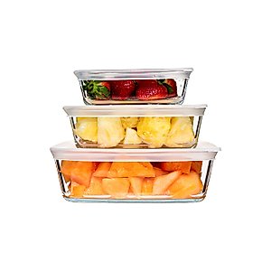Simax Square Glass Containers With Lids: Meal Prep Container Glass - Borosilicate Glass Food Storage Containers Glass - Set of 3 Glass Food Prep Containers With Lids Airtight - Small, Medium And Large