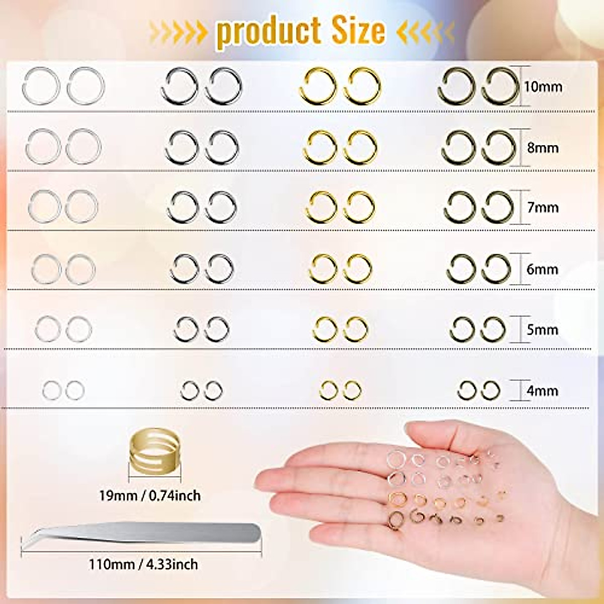 2840 Pieces Jump Rings for Jewelry Making, Shynek Open Jump Rings for Jewelry Making Supplies, Crafts and Keychains(4mm 5mm 6mm 7mm 8mm 10mm)