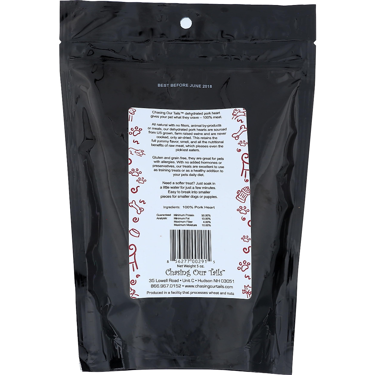 Chasing Our Tails Naturally Dehydrated Pork Heart For Pets, 5-Ounce