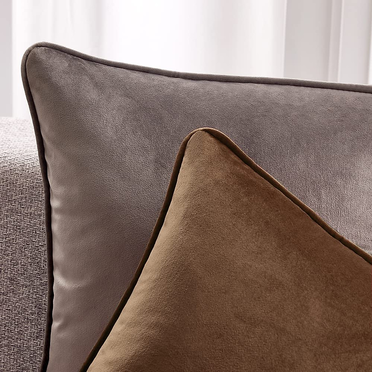 ECOGEOUS Decorative Pillows for Bed,Decor Pillow for Livingroom, Decorative Pillow for Couch,18"x18" in Chocolate Brown,Pack of 2