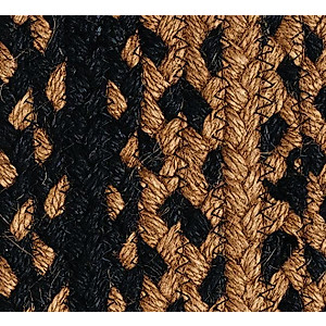 Ebony Braided Placemat Rug 13"x19" Accent Floor Carpet Natural Jute Material Doormat | Black and Natural Enhance with Woven Collection (13"x19", Ebony) Set of 4