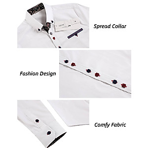 Coofandy Men's Fashion Slim Fit Dress Shirt Casual Shirt,01-white, Medium