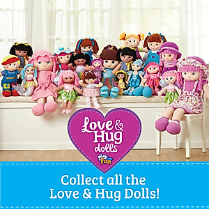 LOVE & HUG 17" African American Black Doll | Stuffed Soft Plush Doll with Blue Dress and Soft Yarn Hair for Kids and Toddlers to Love and Hug | Gift for Birthday, Christmas