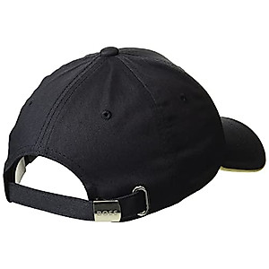 BOSS Men's Curved Logo Cotton Twill Hat, Dark Blue/Yellow