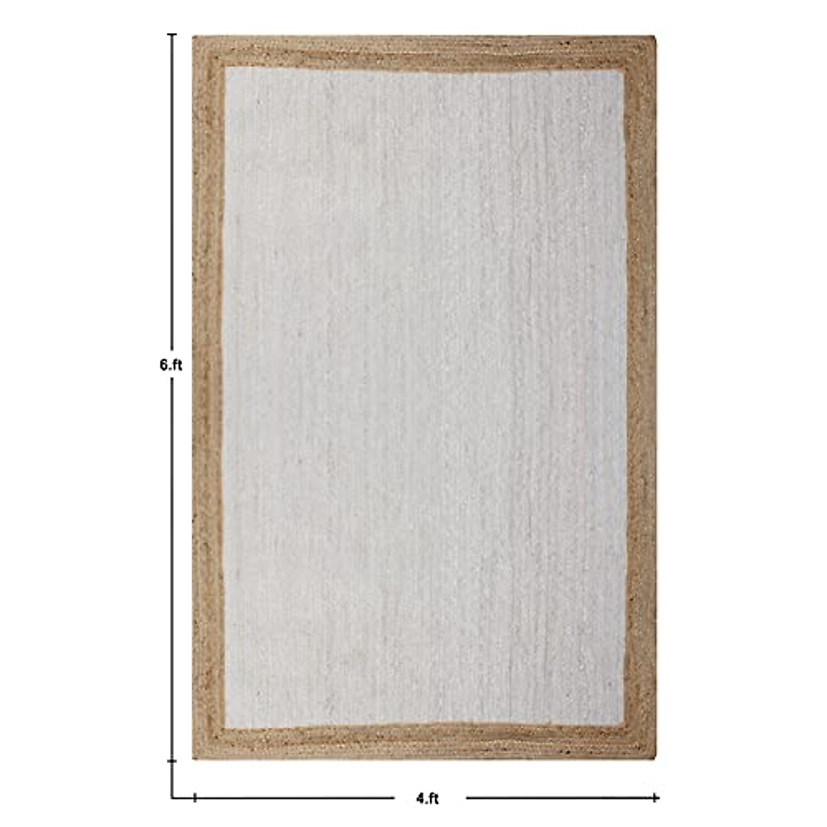CASAVANI 100% Handmade Natural Jute Rugs Geometric White & Beige Hand Braided Rag Rug Best Uses for Living Room Bedroom Entryway Laundry Room Doorway Door Mate 4x8 6x8 5x5 Feet Square