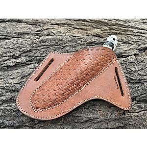 SUSA KNIVES Custom Handmade Rasp Bull Cutter knives horse file steel bull cutter knife, cowboy skinner knife with pancake leather sheath (WHITE)