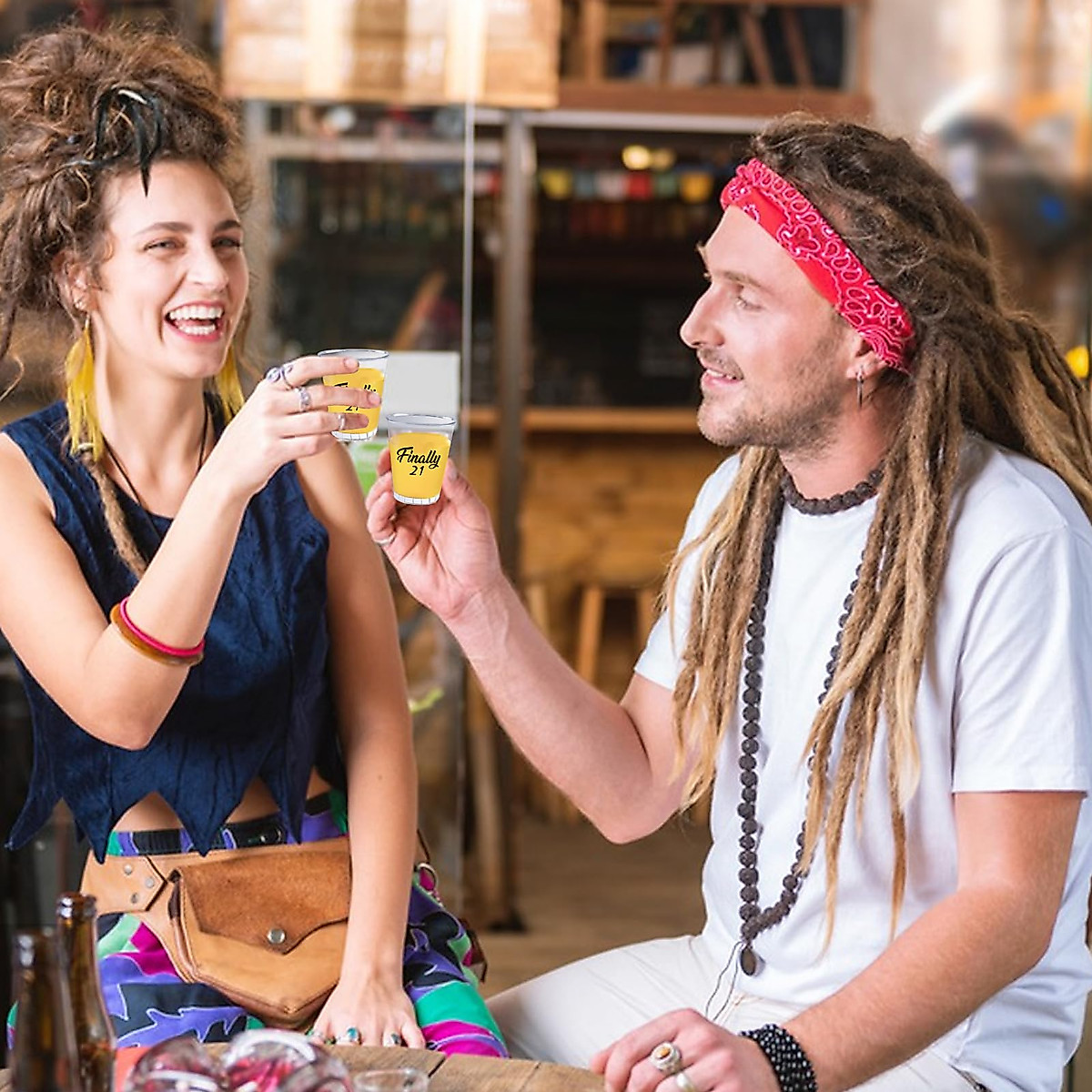 CIEOVO 100 Pieces Finally 21st Birthday Party Shot Glass, Disposable 2 oz Plastic Cups 21st Birthday Gifts Clear Tasting Cups for Him or Her Friend 21st Birthday Party Supplies