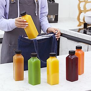 The Buyer Choice 162pcs 16oz Plastic juice containers with lids Bulk Reusable juice Bottles for juicing with Black Tamper Evident Lids, Disposable Empty Clear Bulk Beverage Containers for smoothies