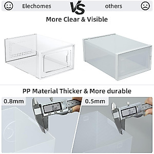 Elechomes Shoe Boxes Clear Plastic Stackable, 18 Pack Premium Shoe Organizer Storage for Closet Space Saving Foldable Shoe Rack Containers, Sneaker Display Case Holder Shoe Bin for Entryway Drawers