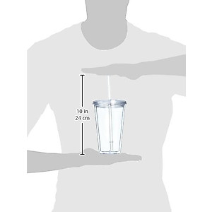 Cupture Classic 12 Insulated Double Wall Tumbler Cup with Lid, Reusable Straw & Hello Name Tags - 16 oz, Bulk Pack (Clear)