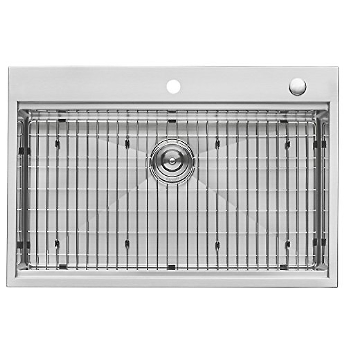 Ruvati 33 x 22 inch Workstation Drop-in Topmount Kitchen Sink 16 Gauge Stainless Steel Single Bowl - RVH8003