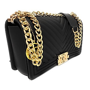 MariaKinz Jelly Crossbody/Shoulder Purse (Black Chevron)