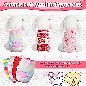 6 Pieces Puppy Clothes for Christmas Winter Warm Cute Pet Sweaters Flannel Dog Vest Paw Print Pet Dog Cat Clothes for Chihuahua Yorkies Dachshunds Male Female Dog Cat (Animal Pattern, X-Small)
