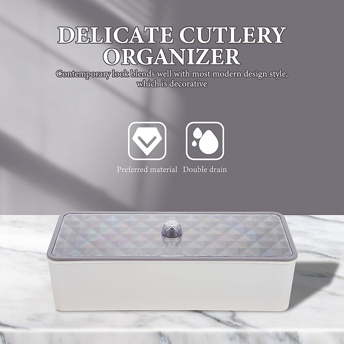 Zerodeko Chopsticks Case with Lid Chopsticks Container Cutlery Case Cutlery Holder Box Kitchen Utensils Gadgets Storage Organizers White