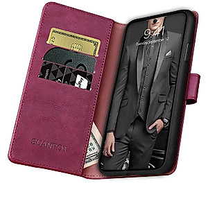 SUANPOT for Samsung Galaxy A52 4G& 5G Leather Wallet case with RFID Credit Card Holder Flip Folio Book Phone case Shockproof Cover for Women men for Samsung A52 case wallet (Red Wine)