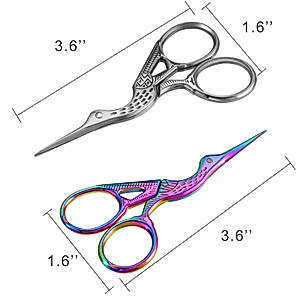 5 Pieces Stainless Steel Tip Classic Stork Scissors Crane Design 3.6 Inch Sewing Dressmaker Scissors for Embroidery, Craft, Needle Work, Art Work or Everyday Use (Style A)