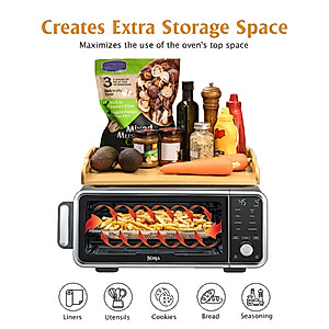 Bulado Bamboo Cutting Board, Compatible with Ninja Foodi SP101 SP201 SP301 Air Fryer, Heat Resistant Silicone Feet, for Countertop Convection Toaster Oven, Creates Storage Space, Protects Cabinets