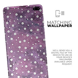 DesignSkinz White Polka Dots Over Purple Pink Paint Mix Protective Vinyl Decal Wrap Skin Cover Compatible with The Samsung Galaxy S20 (Screen Trim & Back Glass Skin)