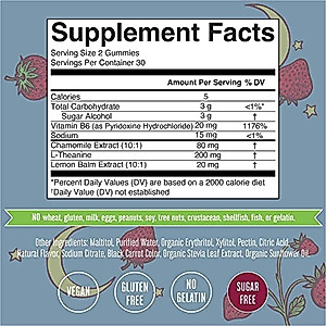 MaryRuth's Sleep Gummies | Sugar Free | NO Melatonin | L Theanine, Lemon Balm, Chamomile, Vitamin B6 | Relaxation & Sleep Support for Adult | Vegan | Non-GMO | Gluten Free | 60 Count