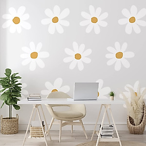 12 Sheets Daisy Wall Decals Flower Wall Stickers Large Daisy Wall Stickers Daisy Decals for Wall Peel and Stick for Nursery Bedroom Living Room Wall Decor (Classic Style)