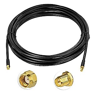 Eightwood RP-SMA Male to RP-SMA Bulkhead Female ALSR240 Extension Cable 20 Feet for WiFi Antenna, Wireless Router, PCIe Network Card, Security IP Camera