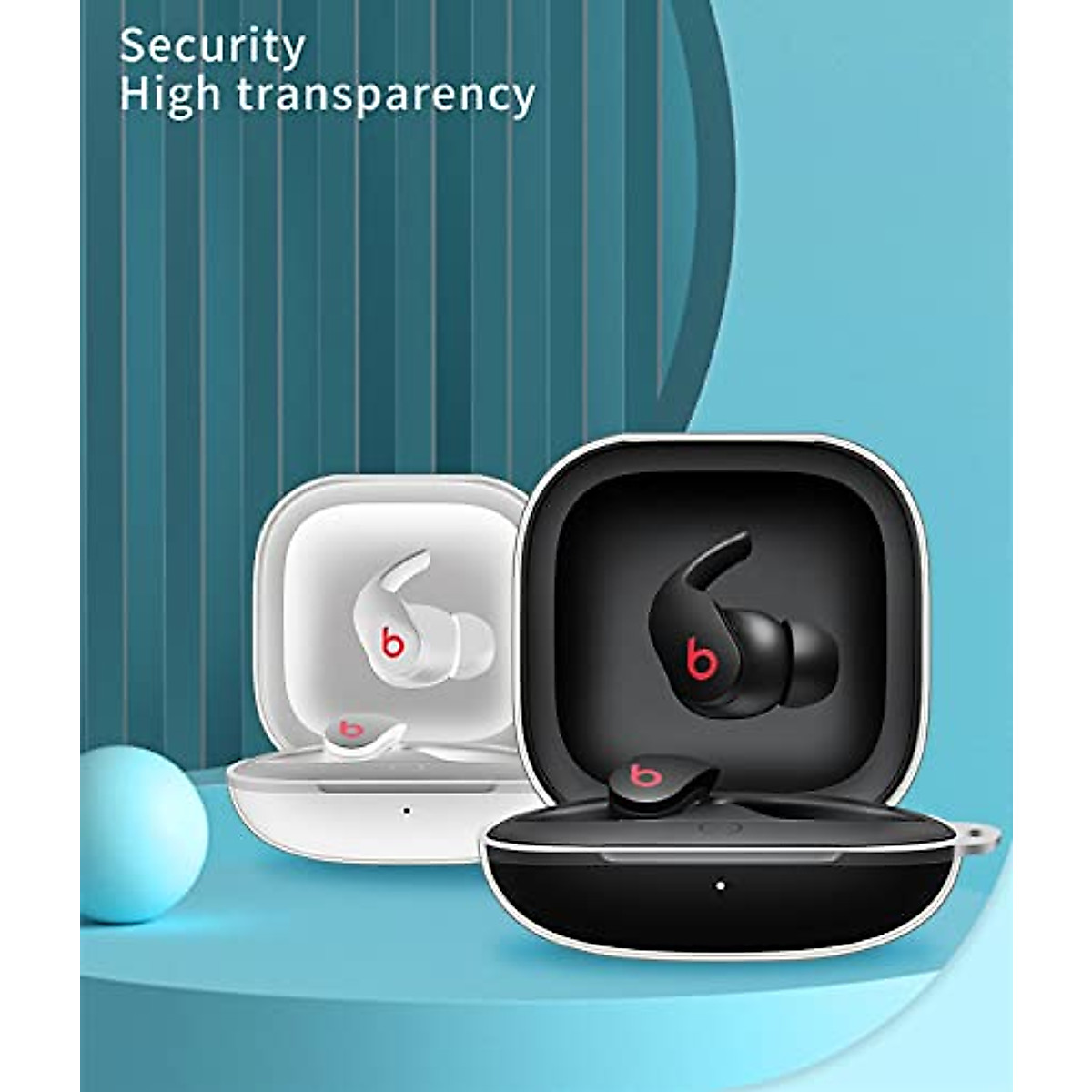 Soft TPU Transparent Case for Beats Fit Pro 2021 – True Wireless Noise Cancelling Earbuds, Beats Fit Pro Case Cover with Keychain for Women Men (Transparent)