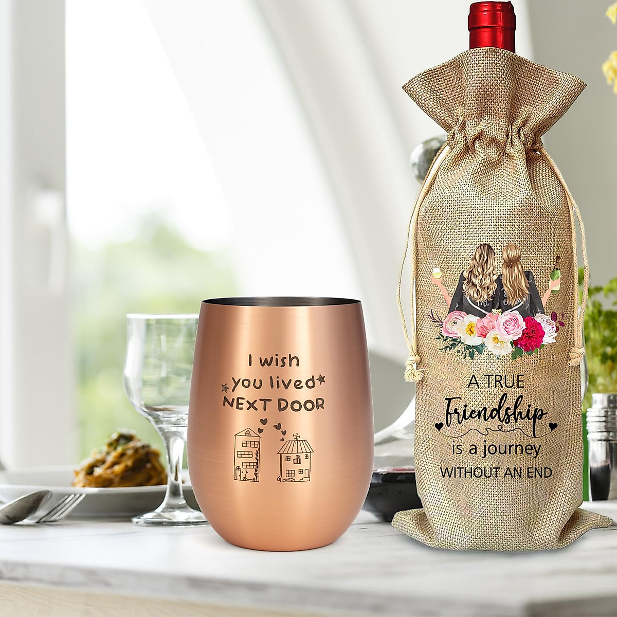 FACOYANS I Wish You Lived Next Door Friendship Gifts for Women, Best Friend Birthday Gifts for Women Friends Soul Sister, Mothers' Gifts for Her- Thinking of You Gifts for Women