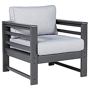 Signature Design by Ashley Outdoor Amora HDPE Patio Lounge Chair, 2 Count, Charcoal Gray
