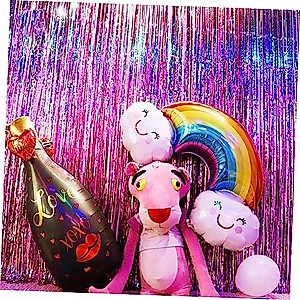 UKCOCO Rose Gold Fringe Curtain 3pcs Tinsel Curtain foil Curtain Party Decoration Plastic Fringe Curtain Fringe Curtain Decoration Aluminum foil Decorate Metallic line