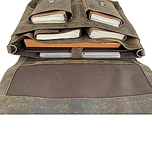 KomalC 18 Inch Leather briefcase Laptop Messenger Bags for Men and Women Best Office School College Satchel Bag (Messenger Bag)