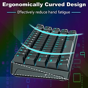 RK ROYAL KLUDGE RK68 (RK855) 65% Mechanical Gaming Keyboard, RGB Backlit Ultra-Compact 60% Layout 68 Keys Wired Keyboard, Hot Swappable Keyboard with Stand-Alone Arrow/Control Keys, Red Switch, Black