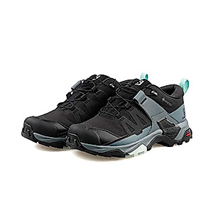 Salomon X Ultra 4 Gore-TEX Hiking Shoes for Women, Black/Stormy Weather/Opal Blue, 7