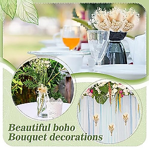 Wrist Corsage and Boutonniere Set, Boho Pampas Bouquet for Wedding Men Women Groom Bride Prom Anniversary Flowers Decoration (2 Pcs)