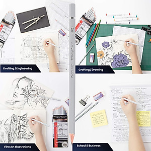 Pacific Arc Premium Graphite Drawing Pencils for Artists, Tech Pack - Professional Pencils for Drawing, Drafting, Sketching and Shading 12 Pk. - Great Non Toxic Art Supplies Set for Adults and Kids