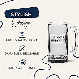 Your Dream Party Shop Daddy's Sippy Cup Beer Glass - 16oz Beer Mug - Funny New Dad Gifts For Men - Ideal Gifts For New Dad or Dad to Be Gifts - 1st Time Dad Gifts for Expecting Dad's - Handle