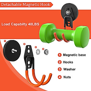 Lvoess Heavy Duty Storage Magnetic Utility Hooks Large Garage Magnet Hooks with Anti-Slip Coating for Metal Cabinet,Pegboard,Garage Shelve,Garden Tools (4PCS 2.59'' Orange)