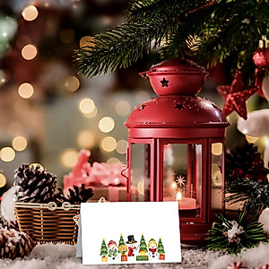 Christmas Table Place Cards, Xmas Blank Seating Place Card for Table, 25 Pack Buffet Food Tent Labels, Double Design Name Cards, Scored for Easy Folding, Christmas Party Decorations(08)