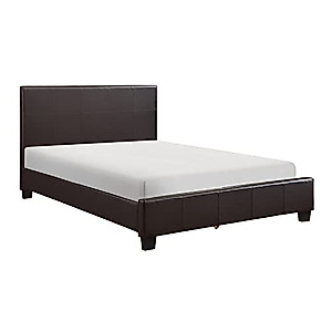 Lexicon California King Bed Frames With Headboard, Platform Bed Frame California King, Modern Bed Frame, Faux Leather Upholstered Bed Frame, No Box Spring Required, Easy Assembly, Cal King, Dark Brown