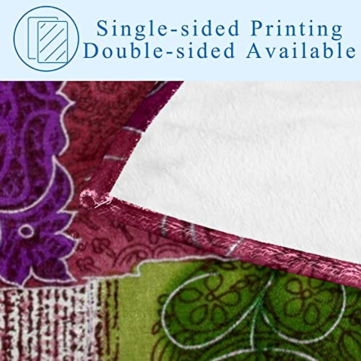 Plush Blanket Throw Blanket Warm Cozy Soft Microfiber Blankets, Patchwork Ethnic Purple Green Tribal